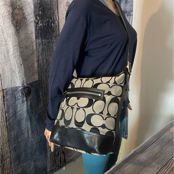 Coach | Bags | Coach Legacy Signature Black Hobo Shoulder Bag Canvasleather Euc | Poshmark